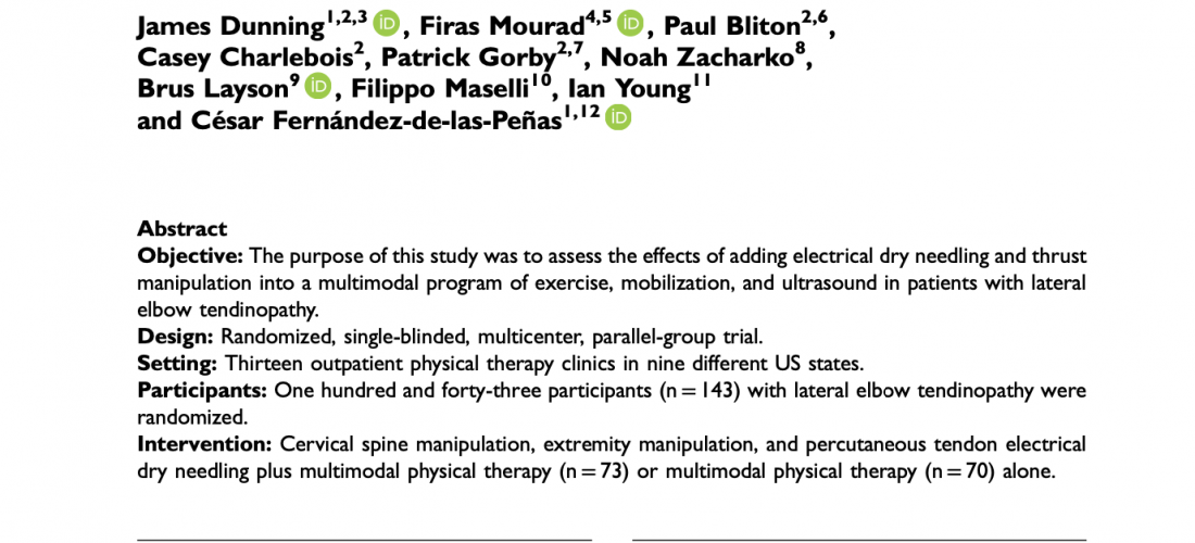 Percutaneous Tendon Dry Needling and Thrust Manipulation for Lateral ...